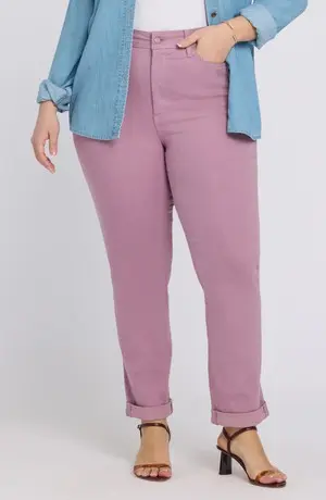 NYDJ Marilyn Triple Stitch High Waist Straight Leg Jeans Dusky Daisy