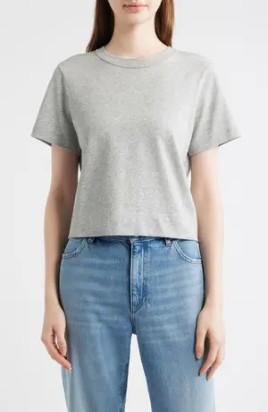 FRAME The Heather Boxy Crop T-shirt - Heather Grey