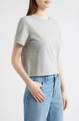 FRAME The Heather Boxy Crop T-shirt - Heather Grey