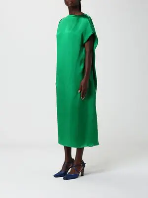 Dries Van Noten Satin Midi Dress - Green