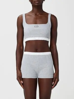 ENTIRE STUDIOS Ribbed Knit Cropped Top - Grey