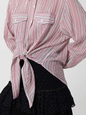Isabel Marant Étoile Striped Shirt With Front Tie Detail - Beige