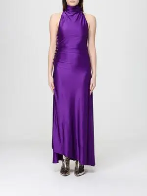 Rabanne Halterneck Metallic Jersey Dress