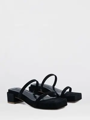 By Far Suede Mule Sandals - Black
