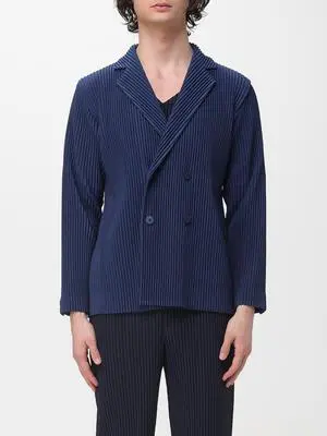 Issey Miyake Homme Plissé Double-breasted Pleated Blazer - Blue