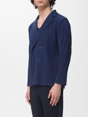 Issey Miyake Homme Plissé Double-breasted Pleated Blazer - Blue