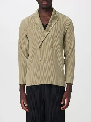 Issey Miyake Homme Plissé Issey Miyake Double-Breasted Pleated Blazer Green