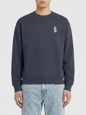 Maison Kitsuné Crewneck Sweatshirt With Embroidered Logo - Blue