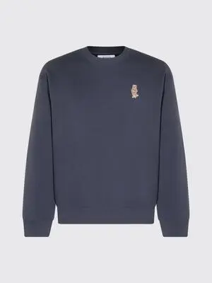 Maison Kitsuné Crewneck Sweatshirt With Embroidered Logo - Blue