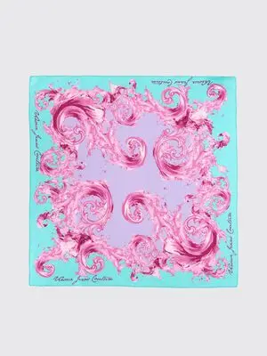 Versace Baroque Print Silk Foulard Gnawed Blue