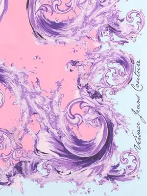 Versace Baroque Print Silk Foulard - Violet