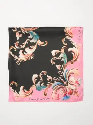 Versace Baroque Print Silk Foulard - Black