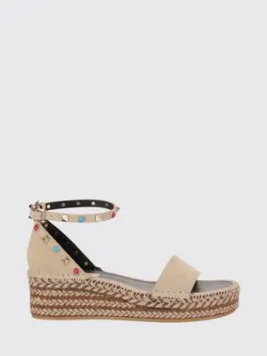 Valentino Garavani Studded Espadrille Wedge Sandals - Beige