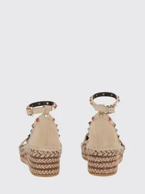 Valentino Garavani Studded Espadrille Wedge Sandals - Beige