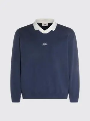 AUTRY Cotton Blend Long Sleeve Polo Shirt - Blue