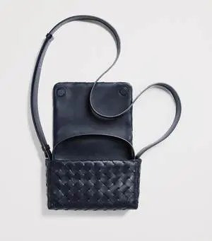 Bottega Veneta Leather Intrecciato Mini Flap Bag