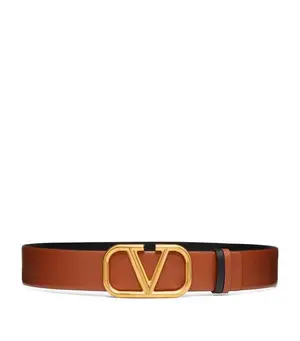Valentino Garavani Reversible Vlogo Signature Leather Belt - Brown