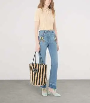 Valentino Garavani Raffia Bucket Bag - Beige
