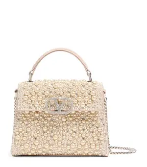 Valentino Garavani Mini Pearl-embellished Vsling Top-handle Bag - Ivory