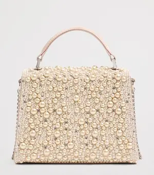 Valentino Garavani Mini Pearl-embellished Vsling Top-handle Bag - Ivory