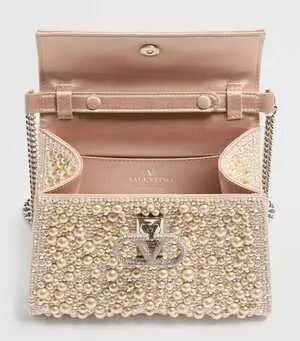 Valentino Garavani Mini Pearl-embellished Vsling Top-handle Bag - Ivory
