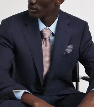 Brioni Silk Printed Pocket Square - Grey