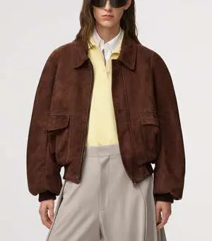 Loewe Leather-blend Bomber Jacket