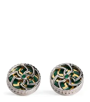 Tateossian Palladium-plated Trinity Cufflinks - Green