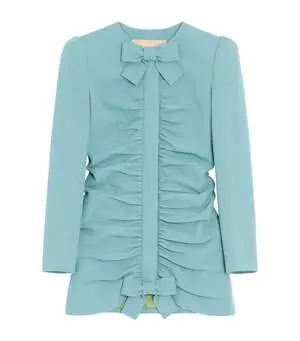 Valentino Garavani Virgin Wool Ruched Jacket - Blue