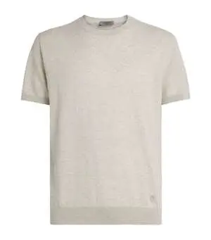 Corneliani Silk-cotton Short-sleeve Sweater - Grey