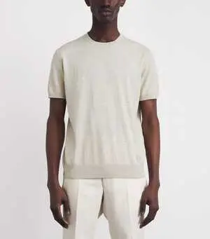 Corneliani Silk-cotton Short-sleeve Sweater - Grey