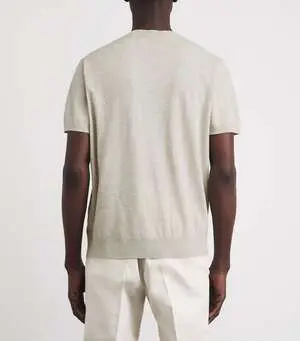 Corneliani Silk-cotton Short-sleeve Sweater - Grey