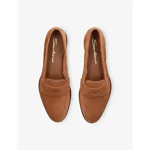 Santoni Marlene Suede Loafers - Tan
