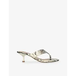 Steve Madden Soundview Heeled Leather Sandals - Cream Comb