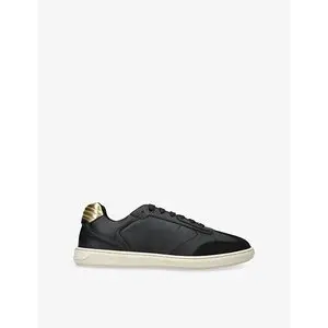 Versace Logo-plaque Leather Trainers - Black