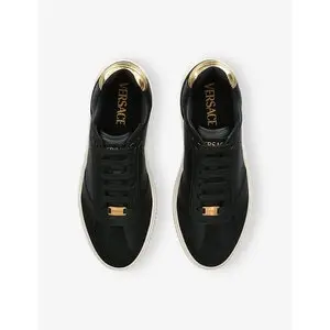 Versace Logo-plaque Leather Trainers - Black