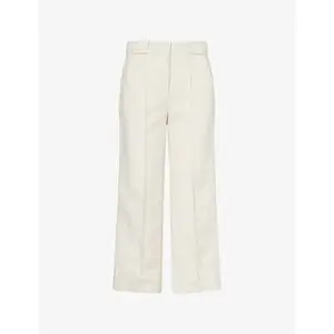 ME+EM Textured Straight-leg Cropped Woven Trousers - Ivory