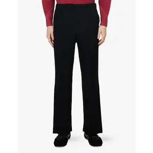 Issey Miyake Tailored Straight-leg Knit Trousers - Black