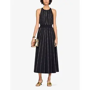 Sandro Rhinestone Cut-out Cotton Maxi Dress