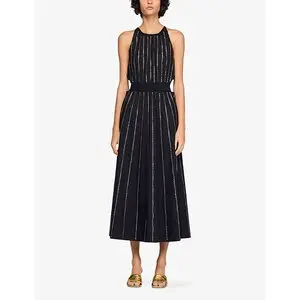 Sandro Rhinestone Cut-out Cotton Maxi Dress