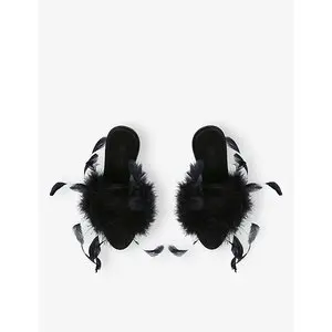 Paris Texas Lidia Feather 105 Heeled Sandals - Black