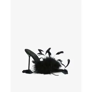 Paris Texas Lidia Feather 105 Heeled Sandals - Black
