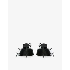 Paris Texas Lidia Feather 105 Heeled Sandals - Black