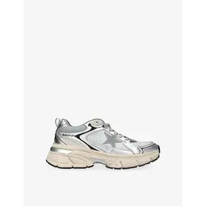 GOLDEN GOOSE Lightstar Leather And Mesh Trainers - Silver Com