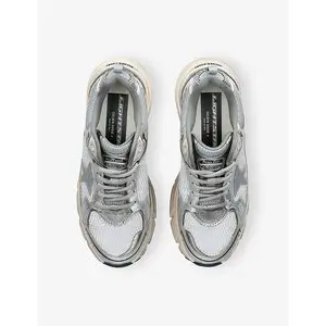 GOLDEN GOOSE Lightstar Leather And Mesh Trainers - Silver Com
