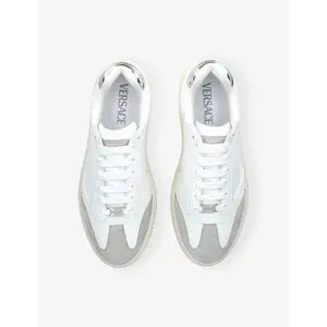 Versace Logo-plaque Leather Trainers - White/oth