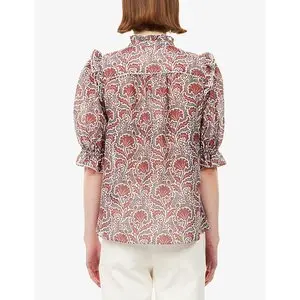 ME+EM Printed Silk And Cotton Blouse