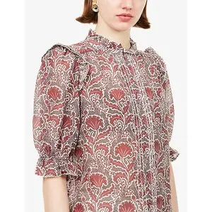 ME+EM Printed Silk And Cotton Blouse