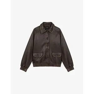 Maje Button-up Cropped Leather Jacket