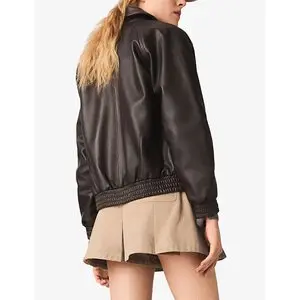 Maje Button-up Cropped Leather Jacket